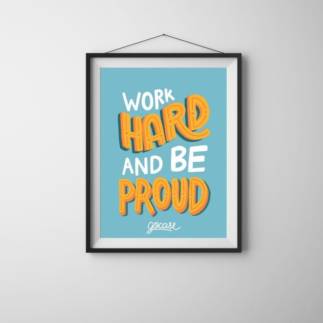 “Work Hard” Motivational Quote Poster, For Office & Home - Lagoree Arts